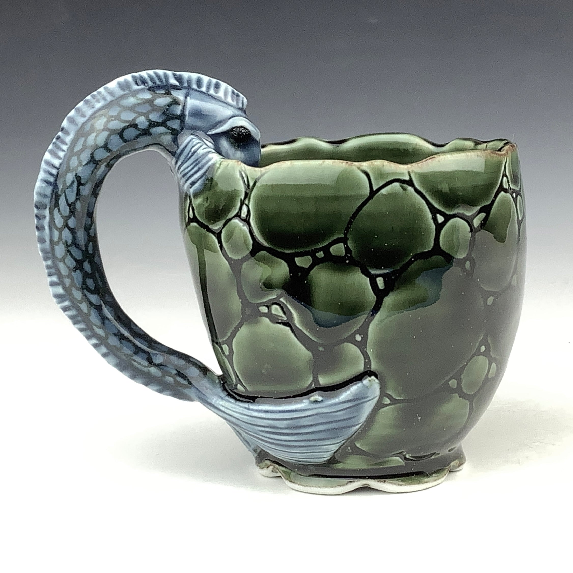 Jee Eun Lee - Fish Handle Mug Forest Green #12 – Gandee Gallery